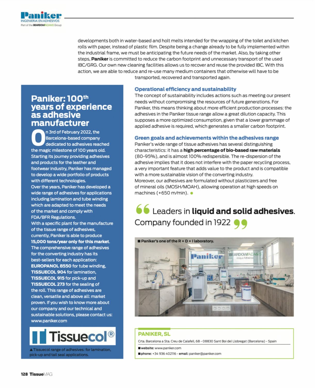 TissueMag: PANIKER - Engineering in Adhesives, with a focus on ...